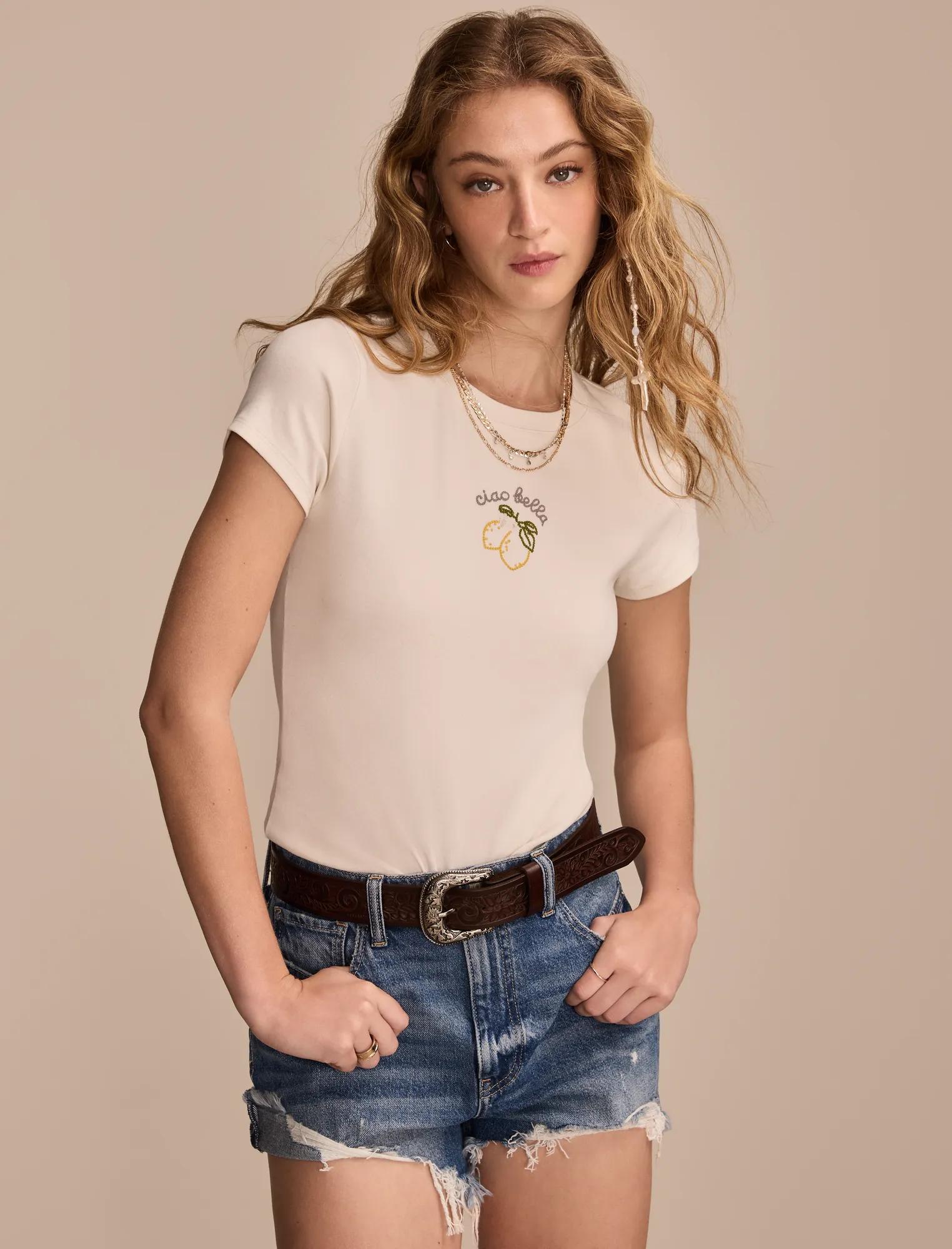 embroidered baby tee Deals and Price History at JoinHoney.com | Honey
