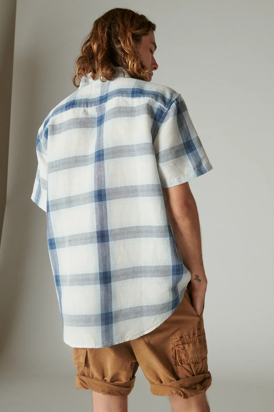 LINEN PLAID SHORT SLEEVE UTILITY SHIRT | Lucky Brand