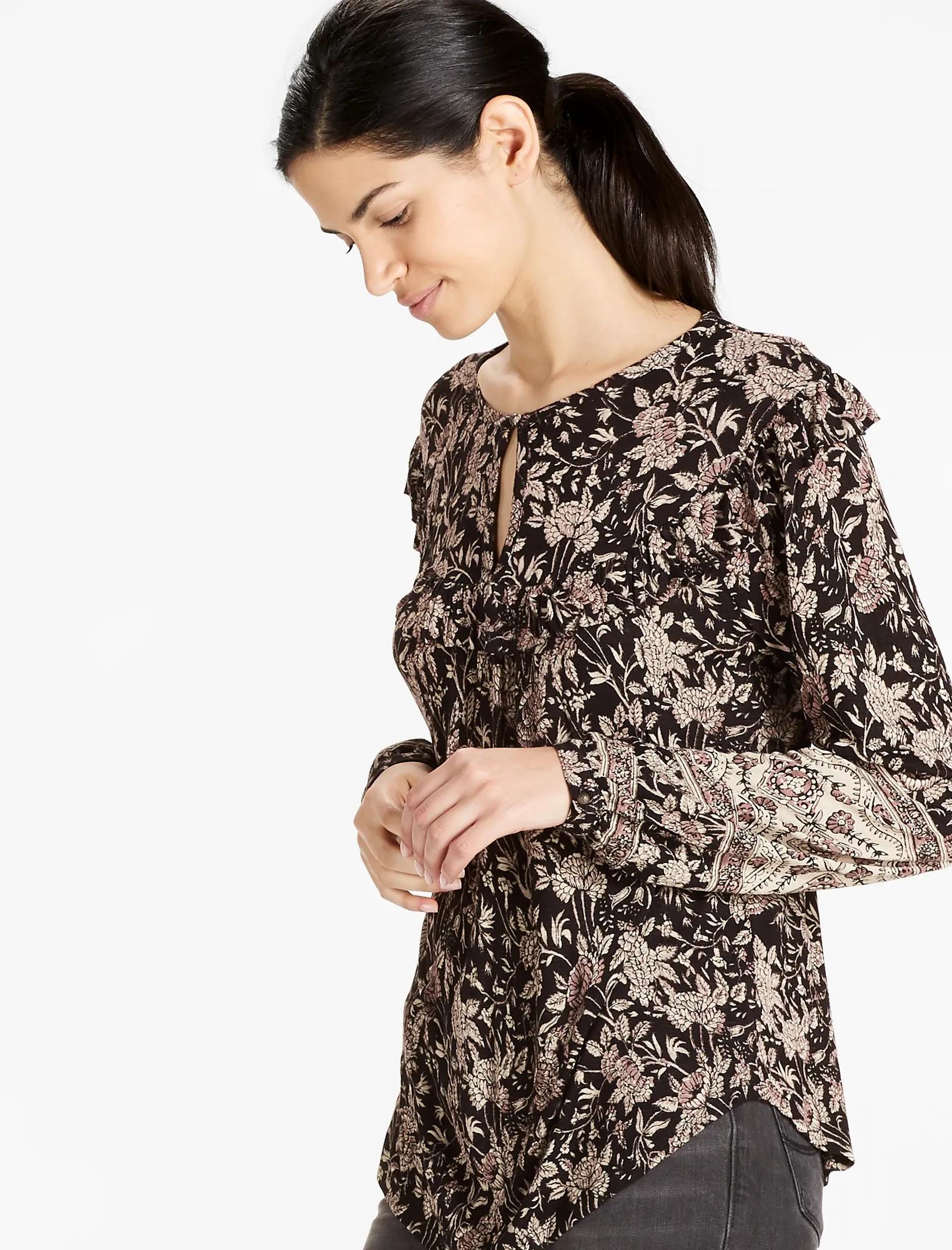 MIXED PRINT RUFFLE TOP | Lucky Brand
