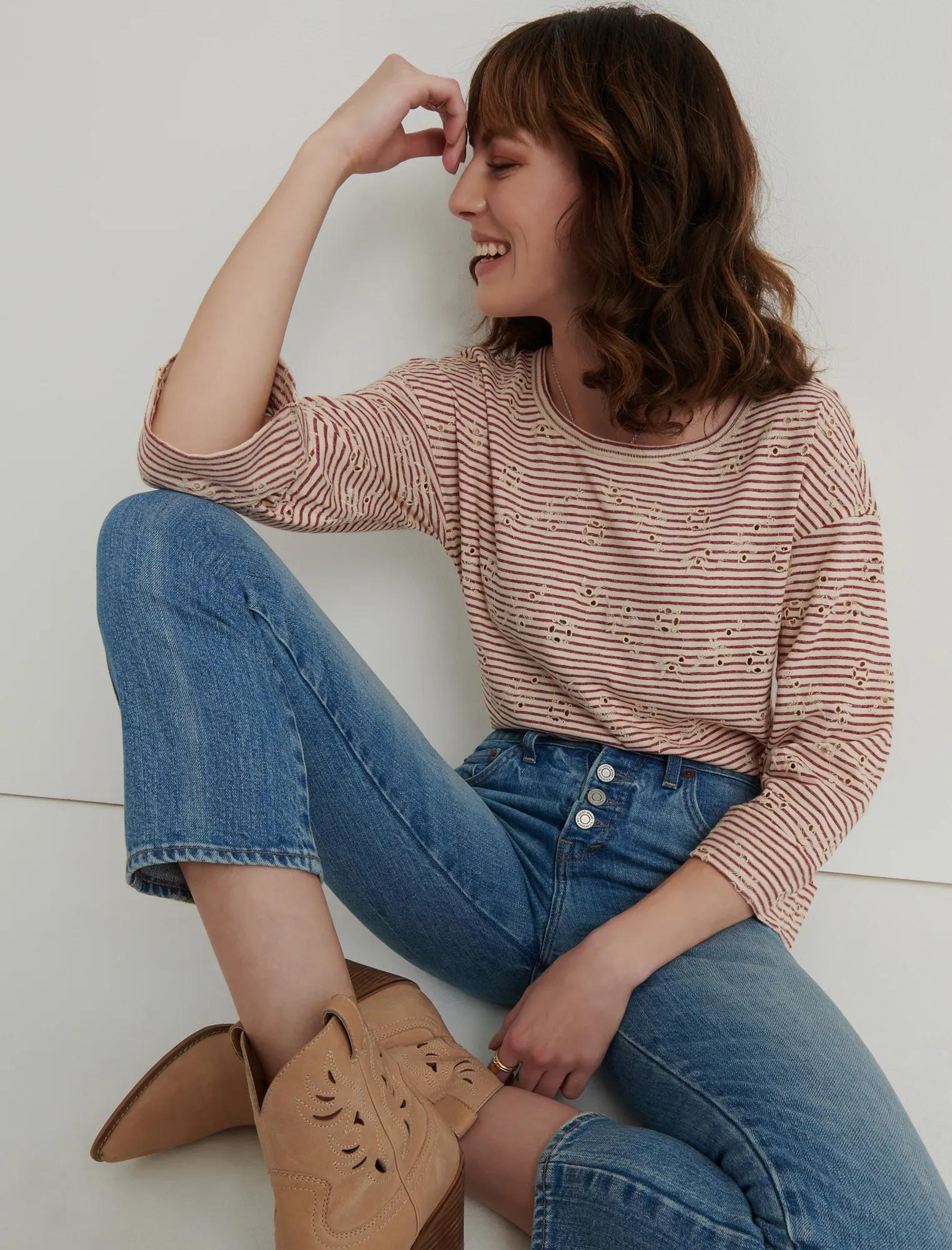 EYELET STRIPE TEE | Lucky Brand