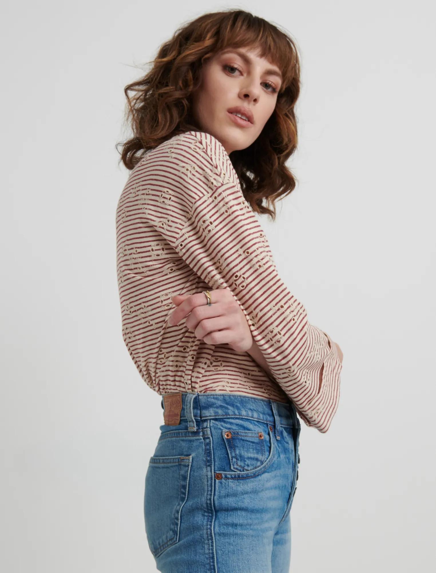 EYELET STRIPE TEE | Lucky Brand