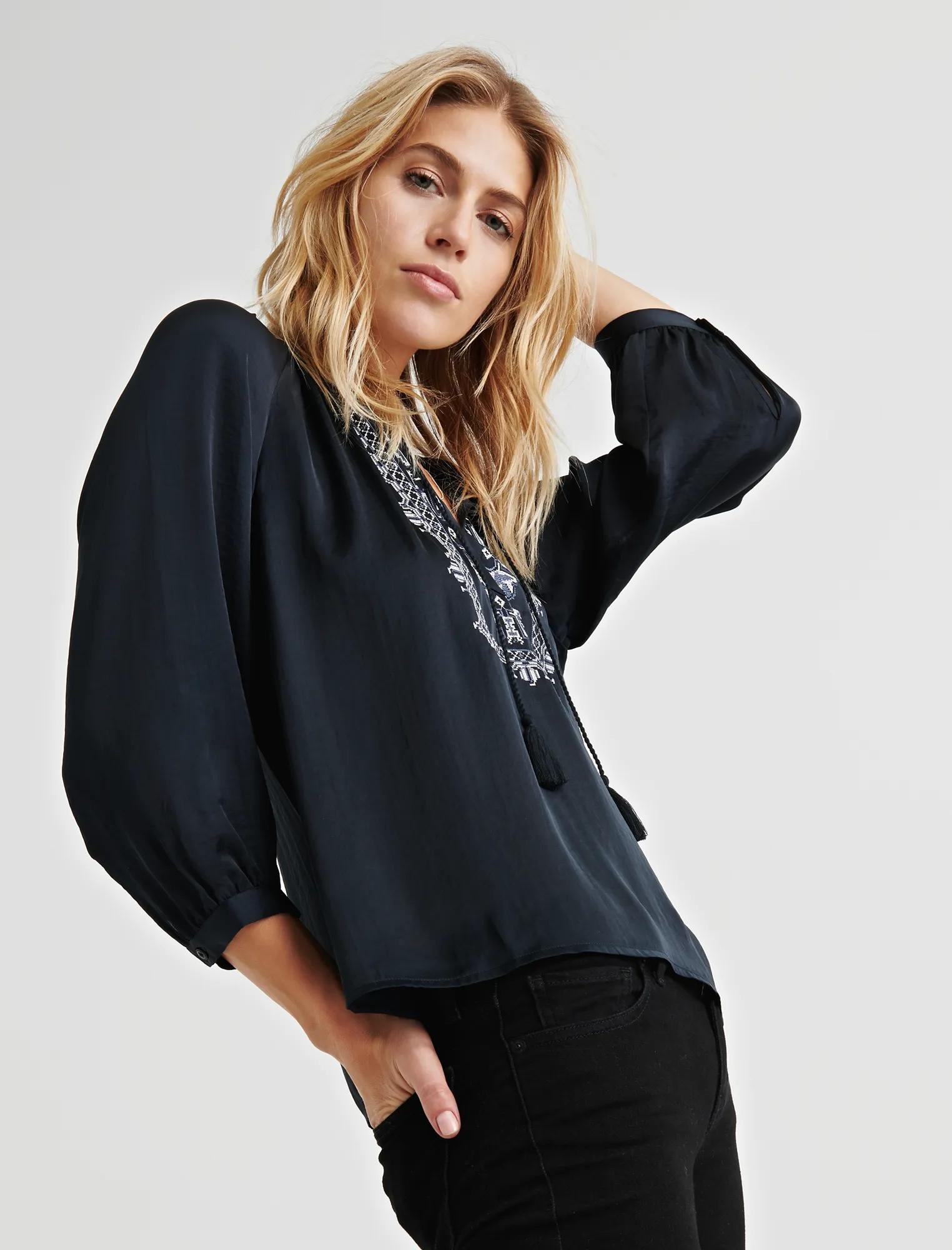EMBROIDERED SATIN TOP | Lucky Brand