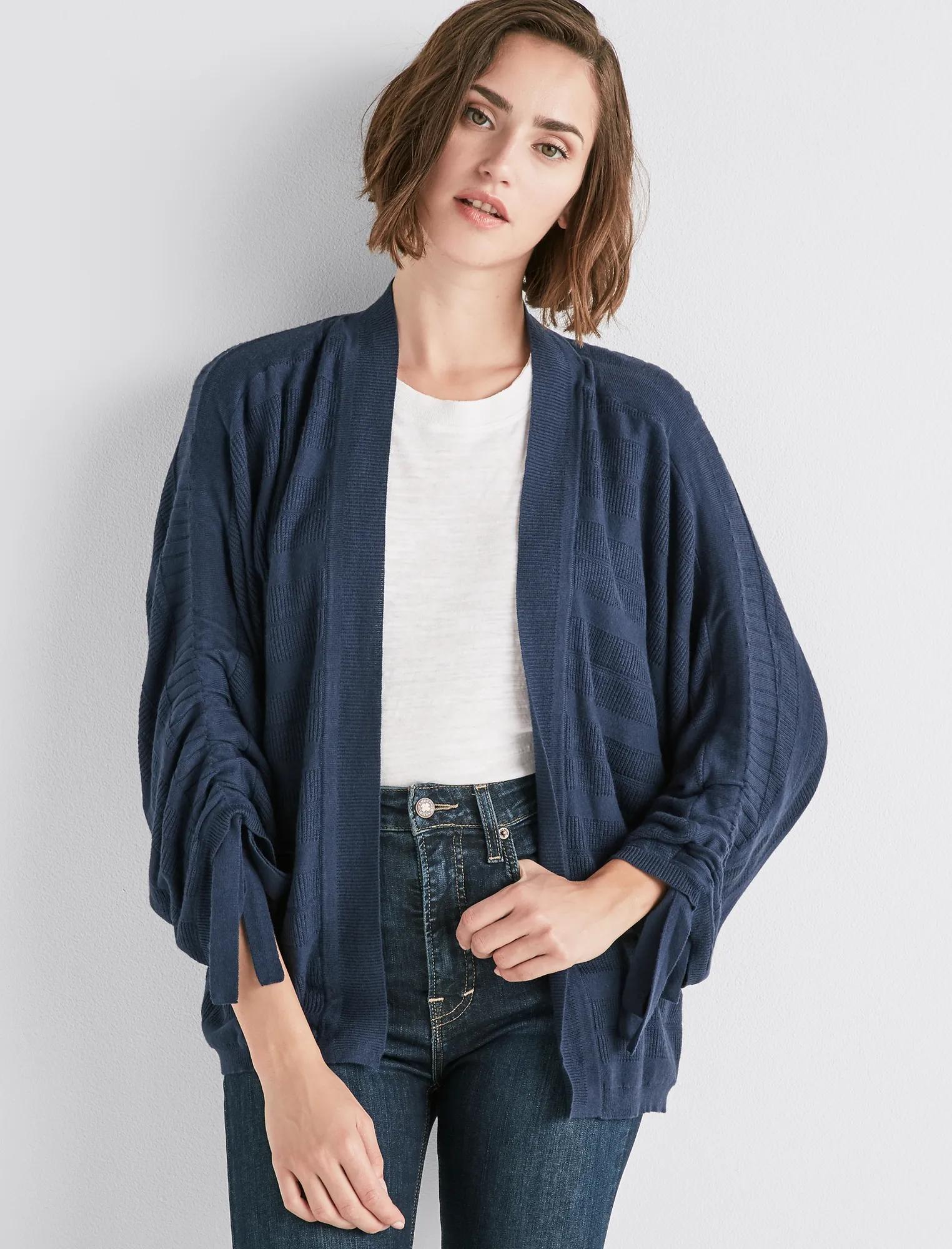 CINCHED SLEEVE CARDIGAN | Lucky Brand